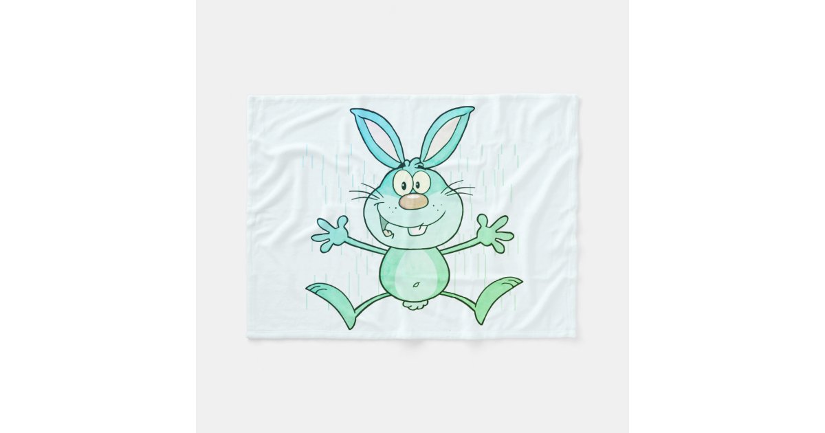Happy Cute Bunny Rabbit Graphic Fleece Blanket | Zazzle