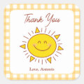 Happy Cute Little Sunshine Kids Birthday Thank You Square Sticker | Zazzle