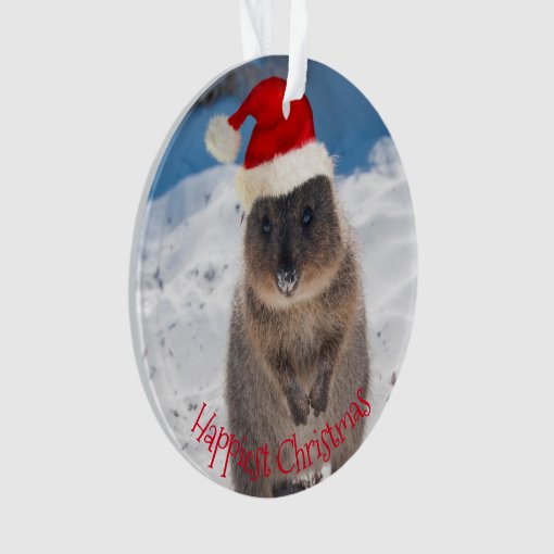 Happy Cute Merry Christmas Quokka Beach Australia Ornament | Zazzle