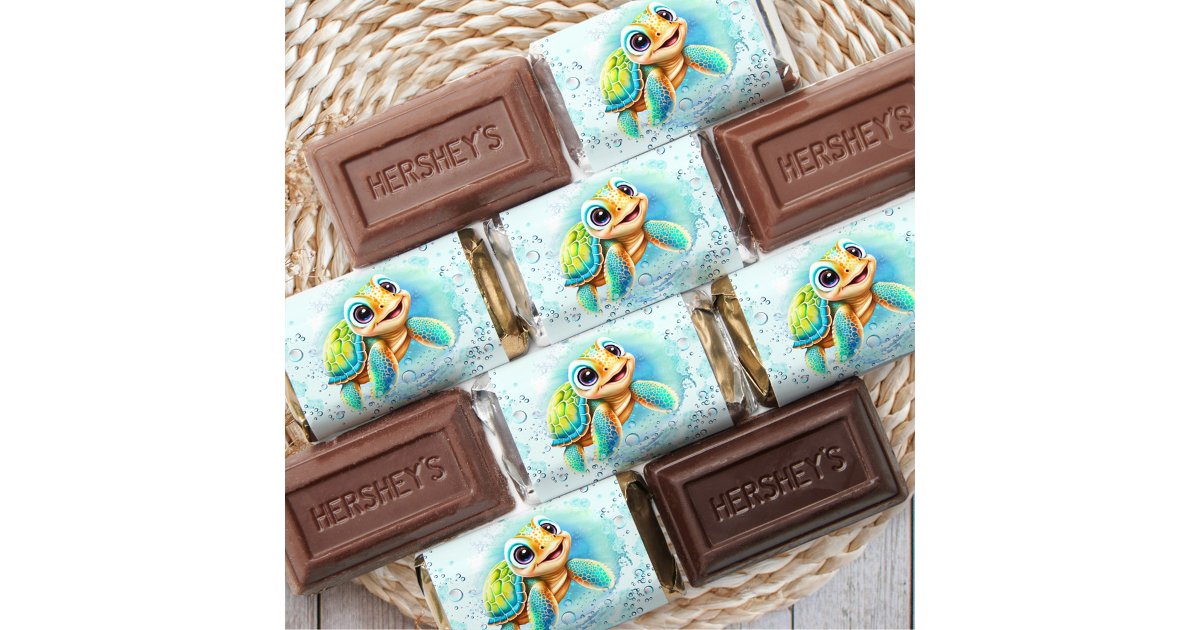 Happy Cute Sea Turtle Boy 1st Birthday Hershey's Miniatures | Zazzle