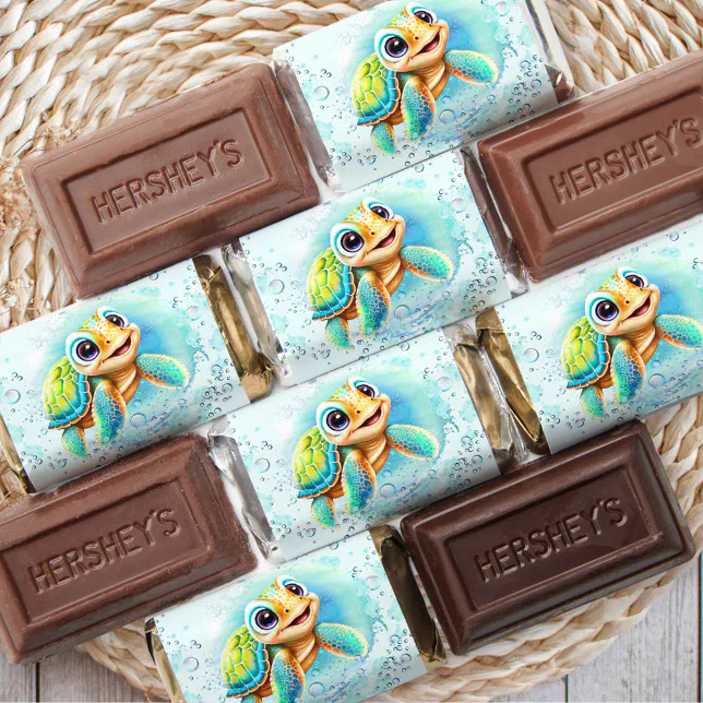 Happy Cute Sea Turtle Boy 1st Birthday Hershey's Miniatures | Zazzle