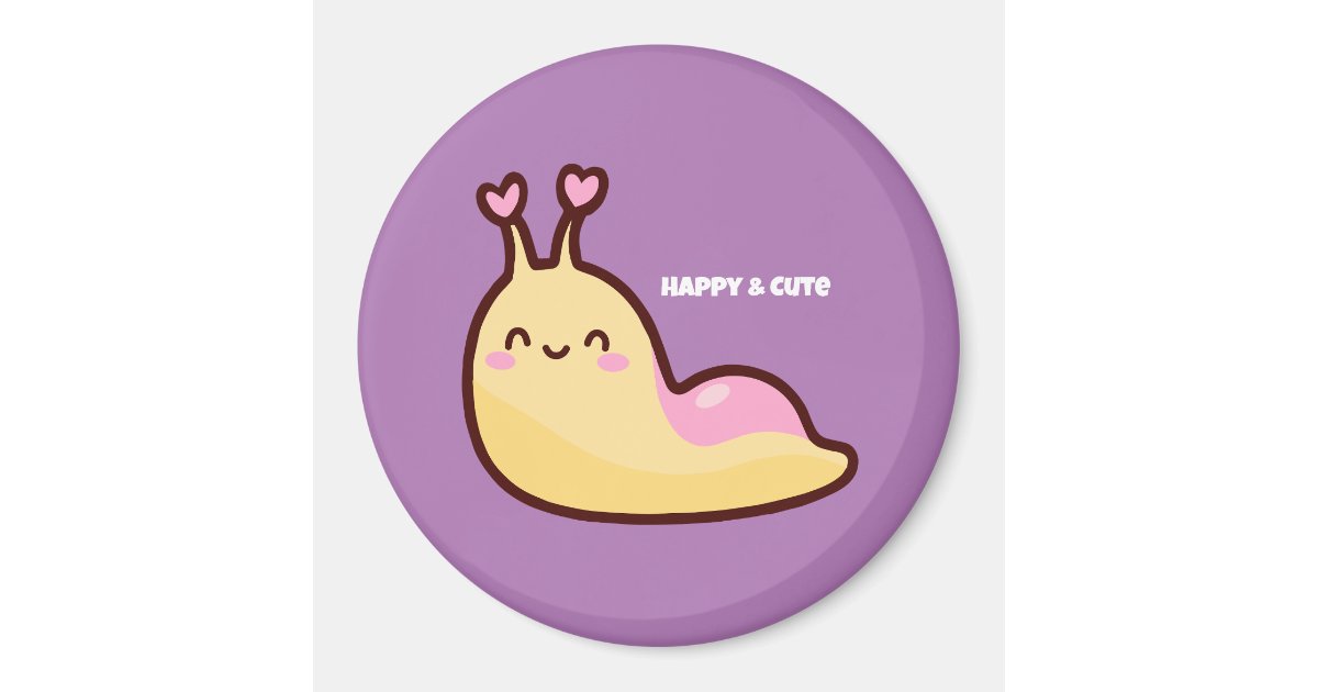 Happy Cute Slug Personalized Text Magnet | Zazzle