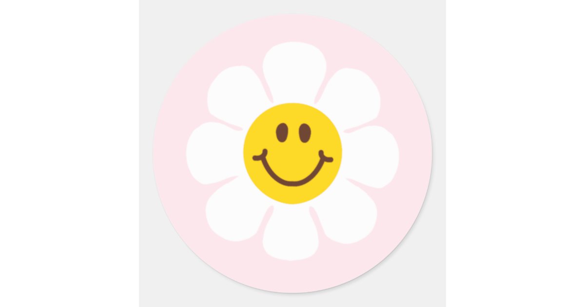 Happy Daisy Floral Invitation Classic Round Sticker | Zazzle