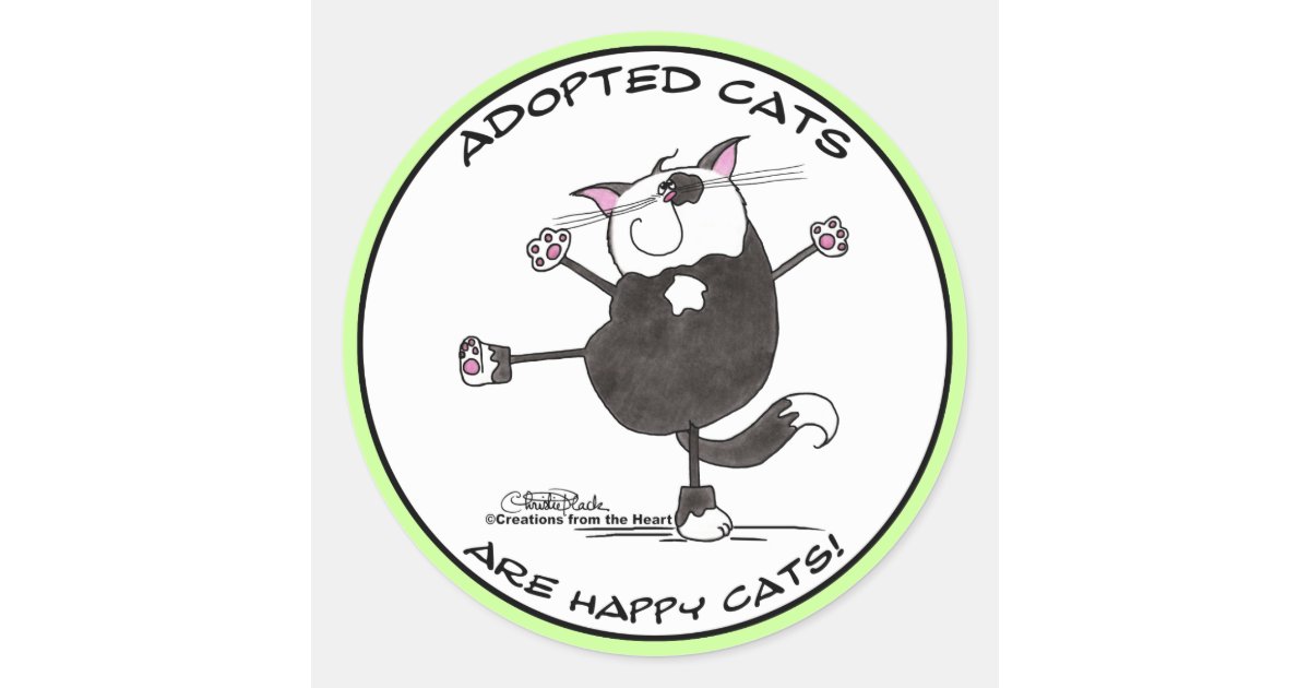 Happy Dance Cat Classic Round Sticker | Zazzle