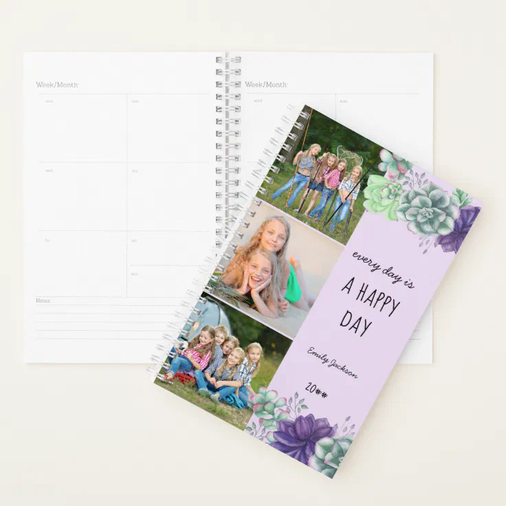 Happy Day 3 Photo Strip Succulents 2023 Planner | Zazzle