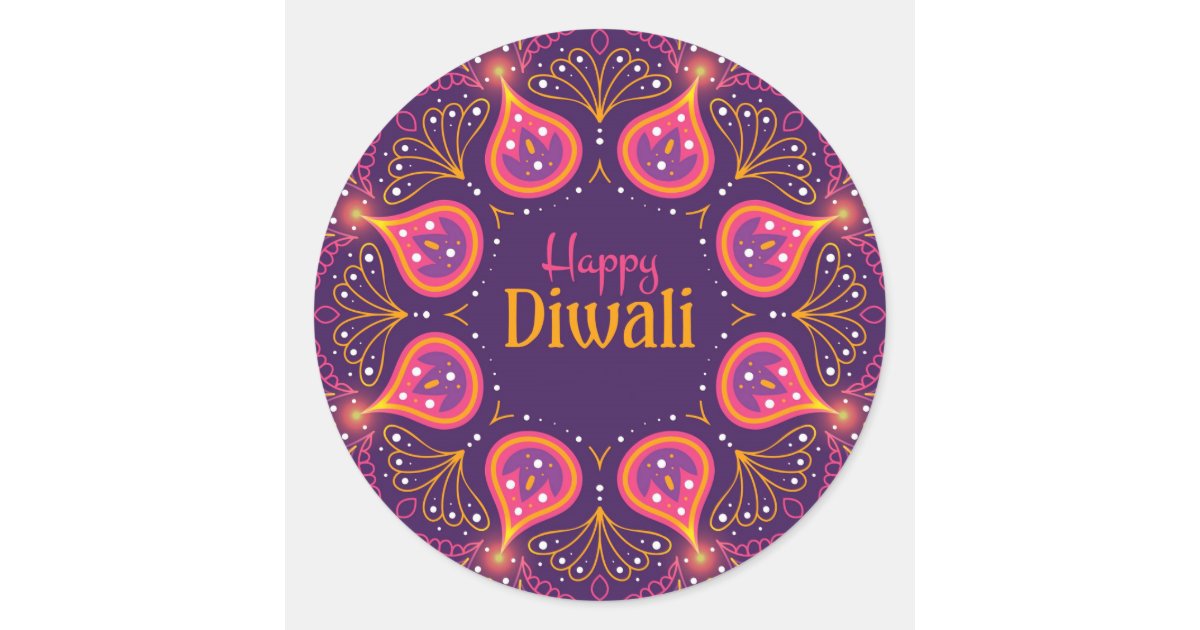 Happy Diwali Classic Round Sticker | Zazzle