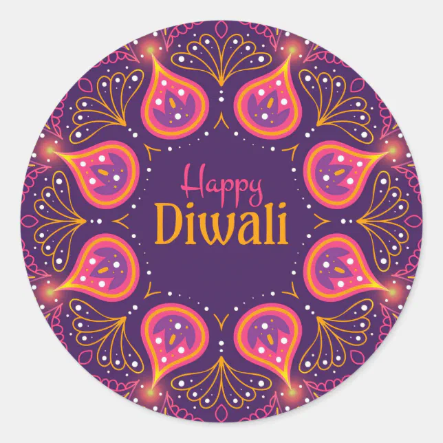 Happy Diwali Classic Round Sticker | Zazzle