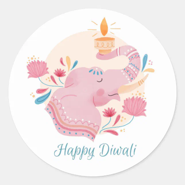 Happy Diwali Classic Round Sticker | Zazzle