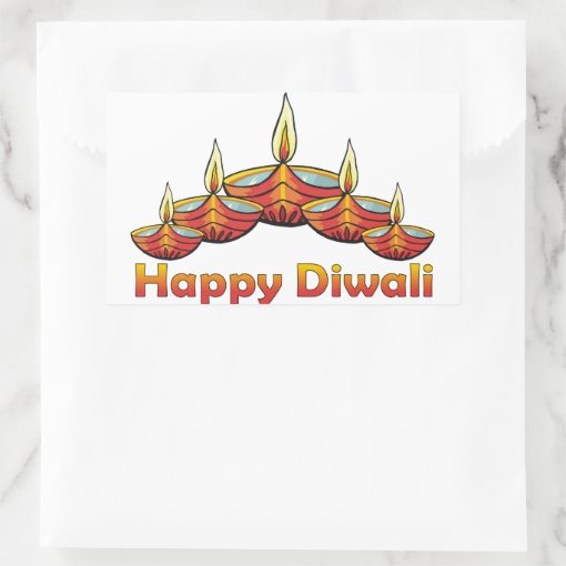 Happy Diwali Deepas Rectangular Sticker | Zazzle