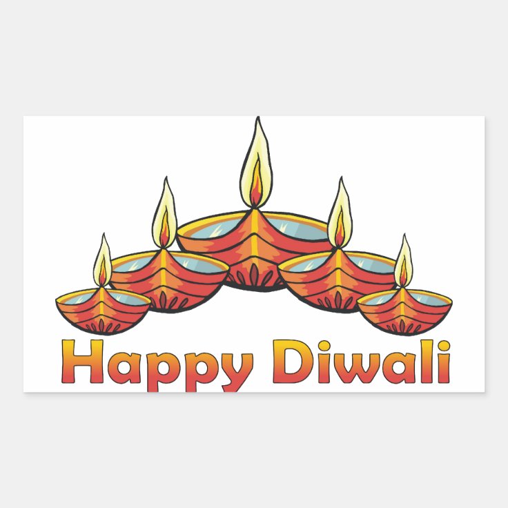 Happy Diwali Deepas Rectangular Sticker | Zazzle