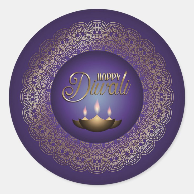 Happy Diwali Festival of Lights Classic Round Sticker | Zazzle