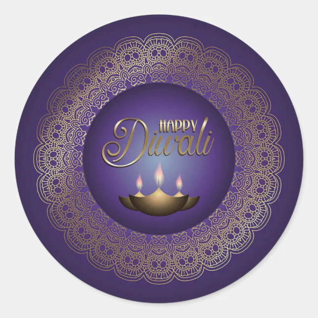 Happy Diwali Festival of Lights Classic Round Sticker | Zazzle