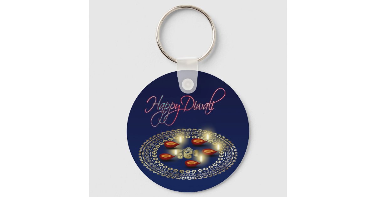 Happy Diwali Ganesha Rangoli - Keychain | Zazzle