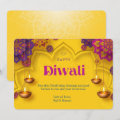 Happy Diwali Greeting Yellow Purple Floral Holiday Card | Zazzle