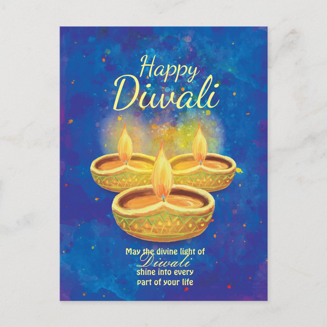 Happy Diwali illuminating greeting cords Postcard | Zazzle