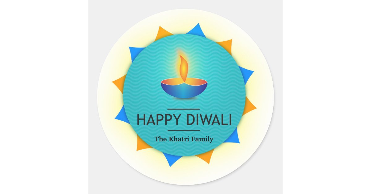 Happy Diwali Personalized Classic Round Sticker | Zazzle