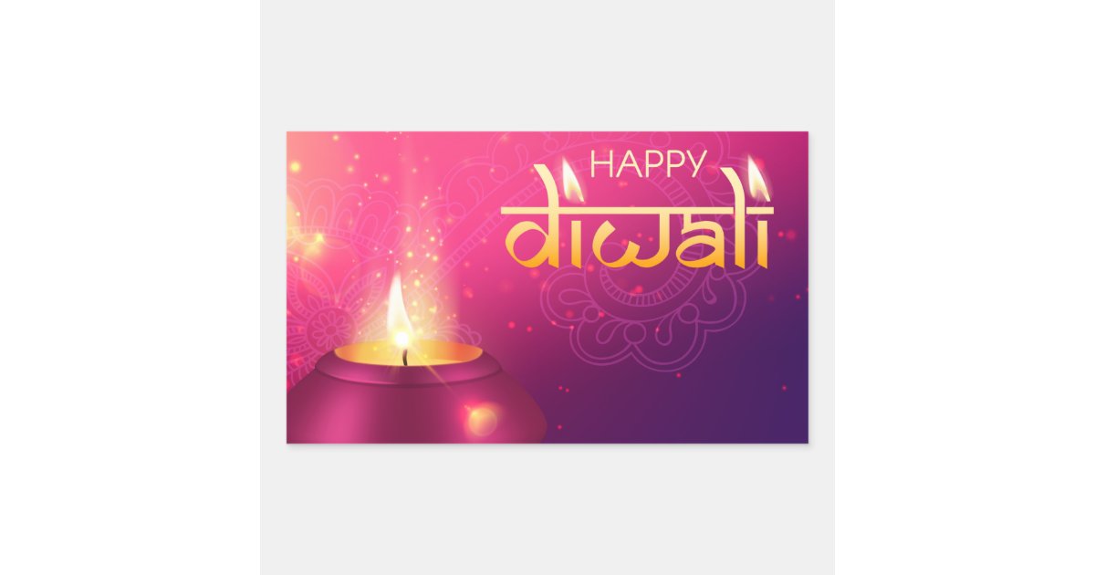 Happy Diwali Rectangular Sticker | Zazzle
