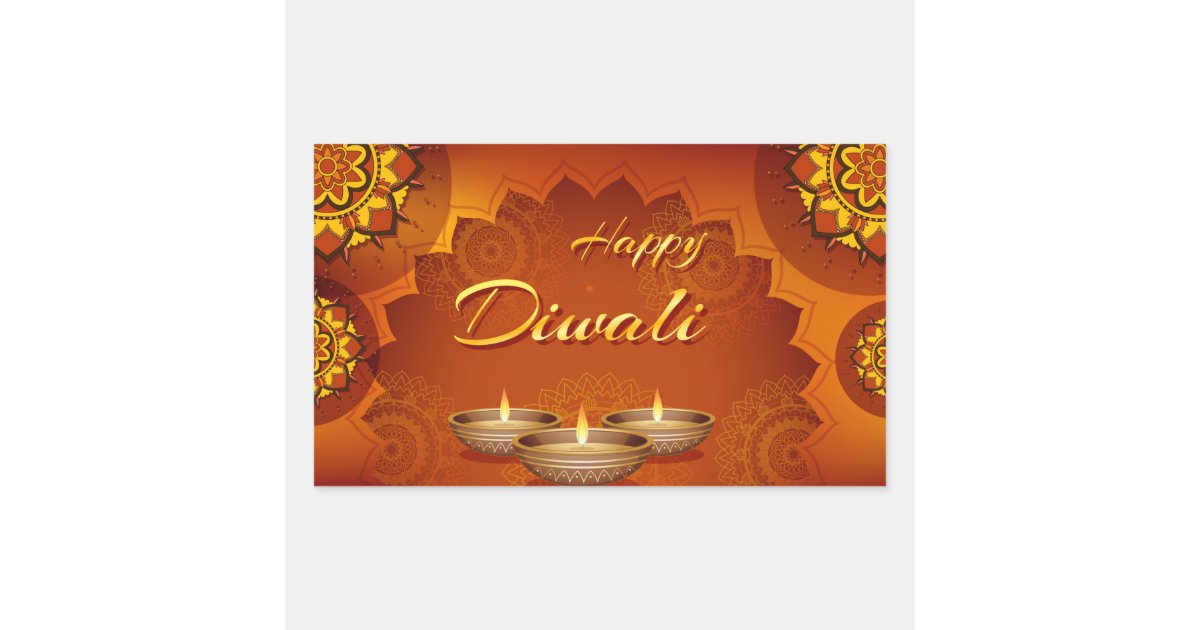 Happy Diwali Rectangular Sticker | Zazzle
