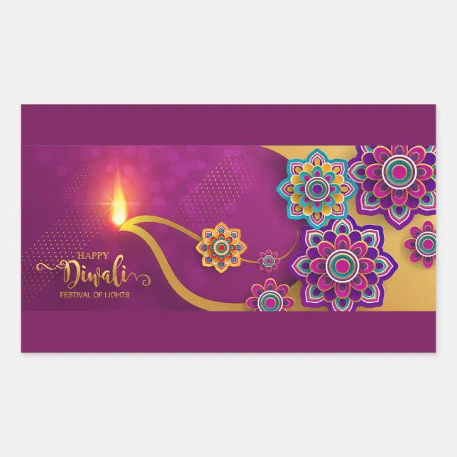 Happy Diwali Rectangular Sticker | Zazzle