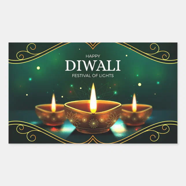Happy Diwali Rectangular Sticker | Zazzle