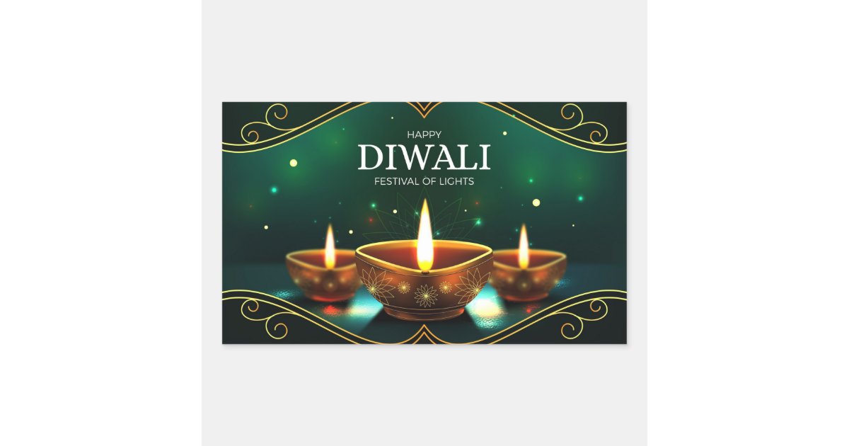Happy Diwali Rectangular Sticker | Zazzle