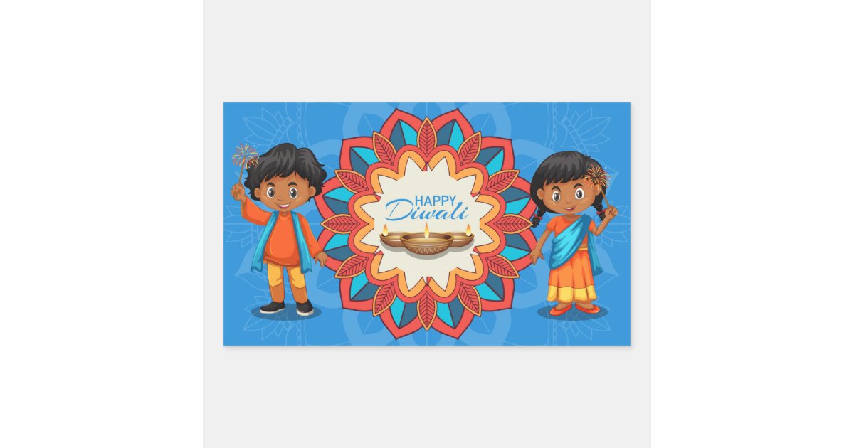 Happy Diwali Rectangular Sticker | Zazzle