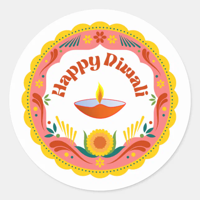 happy Diwali Round Stickers | Zazzle