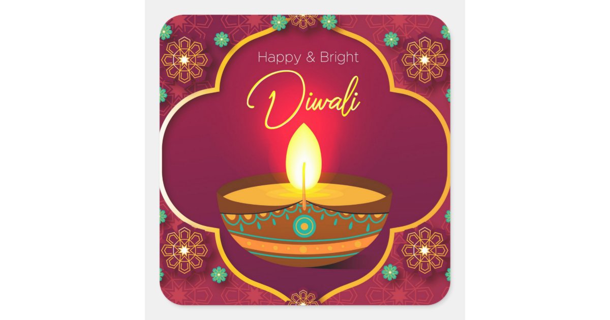Happy Diwali Square Sticker | Zazzle