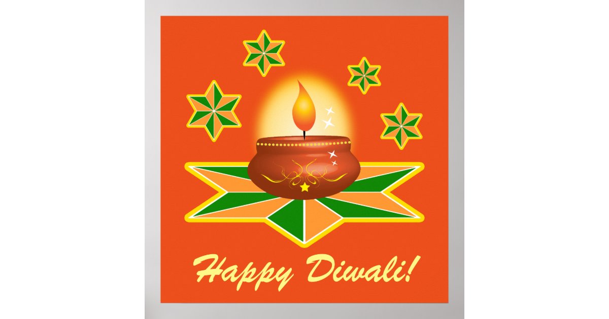 Happy Diwali with Lantern Poster | Zazzle