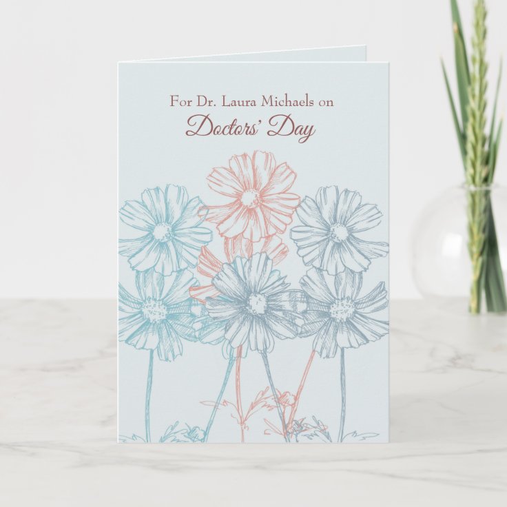 Happy Doctors' Day Flowers Custom Name Card | Zazzle