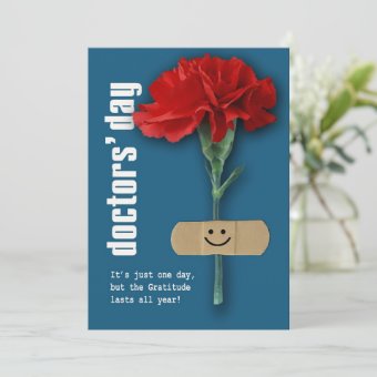 Happy Doctors' Day. Red Carnation Custom Card | Zazzle