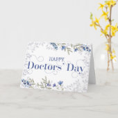 Happy Doctors' Day - Swirly Text and Flowers Blue Card | Zazzle