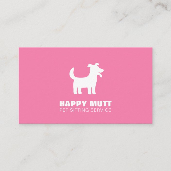 Happy Dog Logo Pet Sitting Service Care Pink Business Card | Zazzle.com