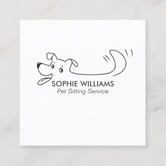 Happy Dog Logo Pet Sitting Service Care Training Square Business Card ...