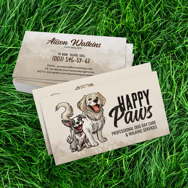 Happy Dogs Illustration Business Card | Zazzle