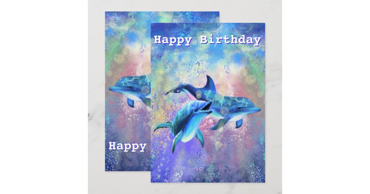Happy Dolphin Birthday Card - Customizable | Zazzle