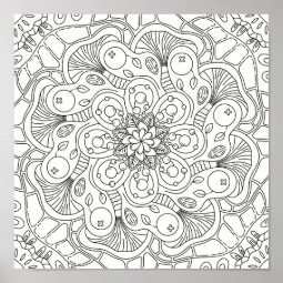 Happy Doodles: Autumn Coloring Page Poster | Zazzle