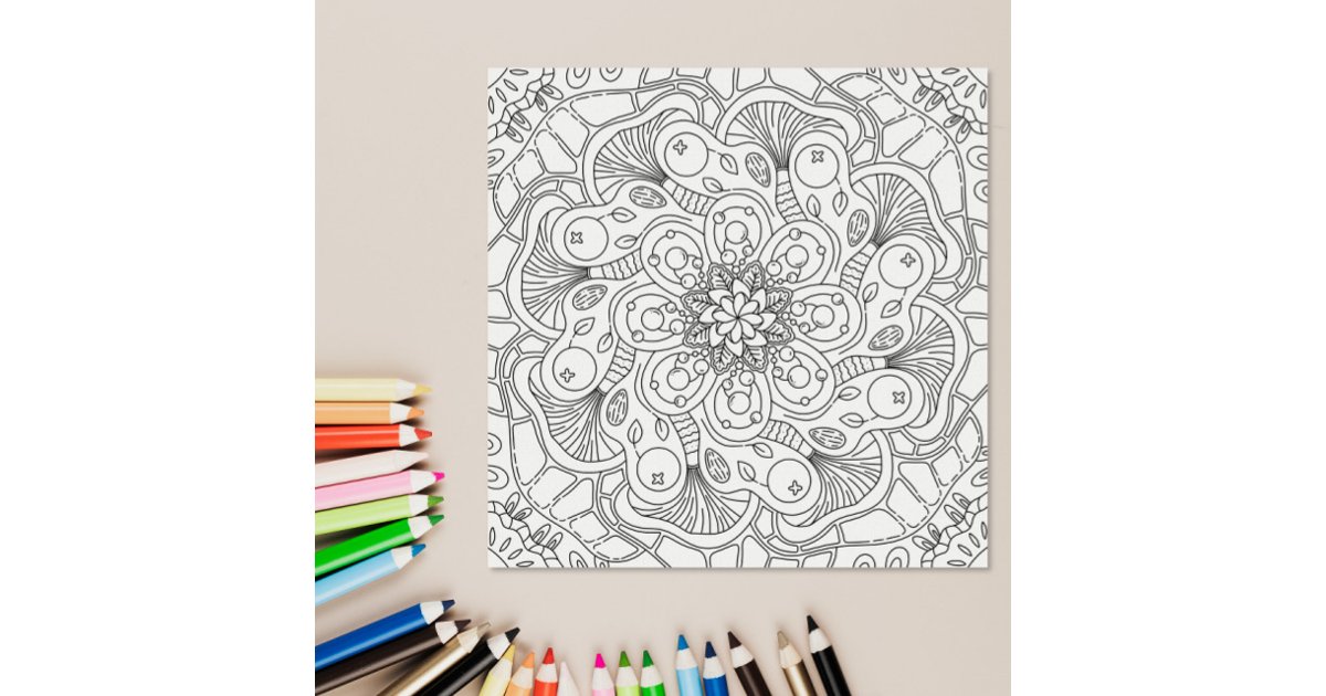 Happy Doodles: Autumn Coloring Page Poster | Zazzle