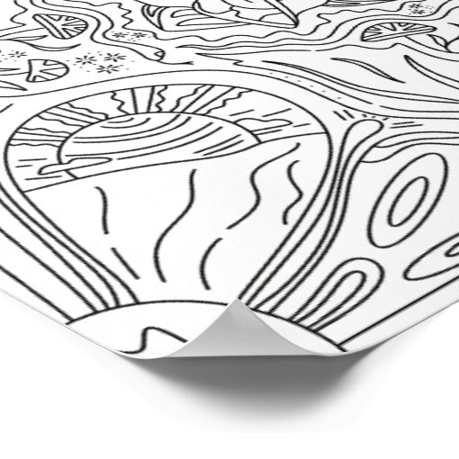 Happy Doodles: Sunny Day Coloring Page For Kids Poster | Zazzle