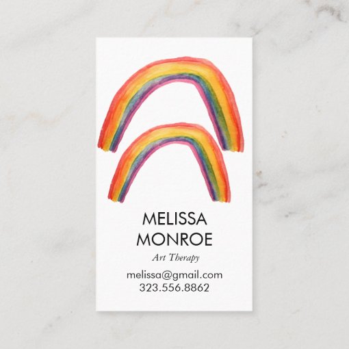 Happy Double Rainbows illustrated watercolor Business Card | Zazzle