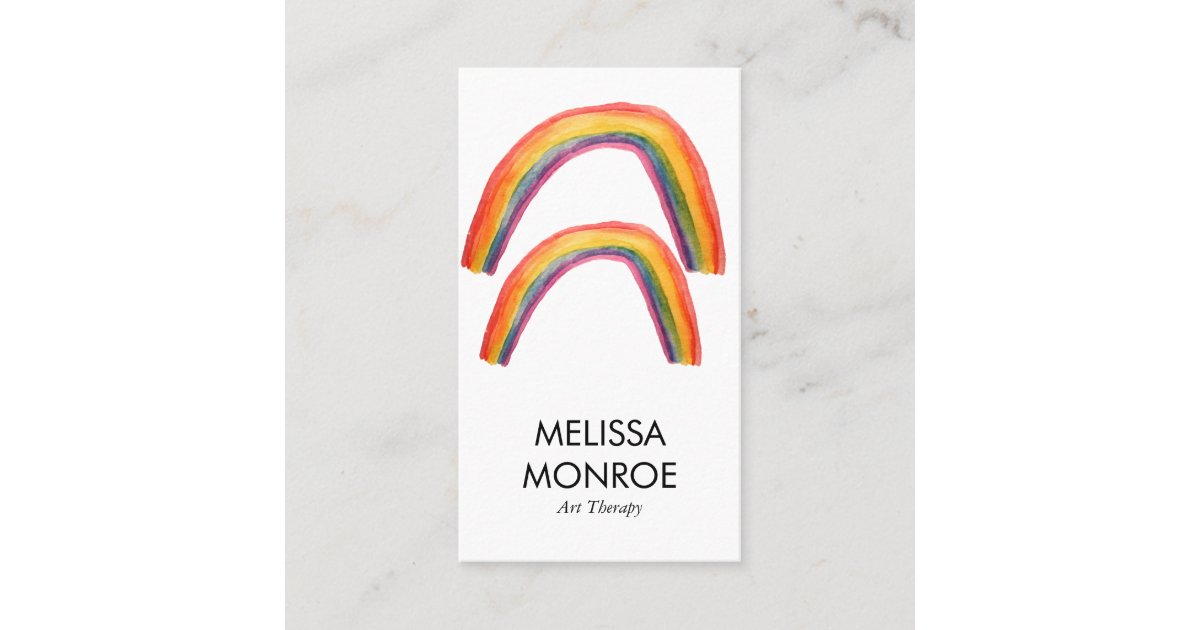 Happy Double Rainbows illustrated watercolor Business Card | Zazzle.com