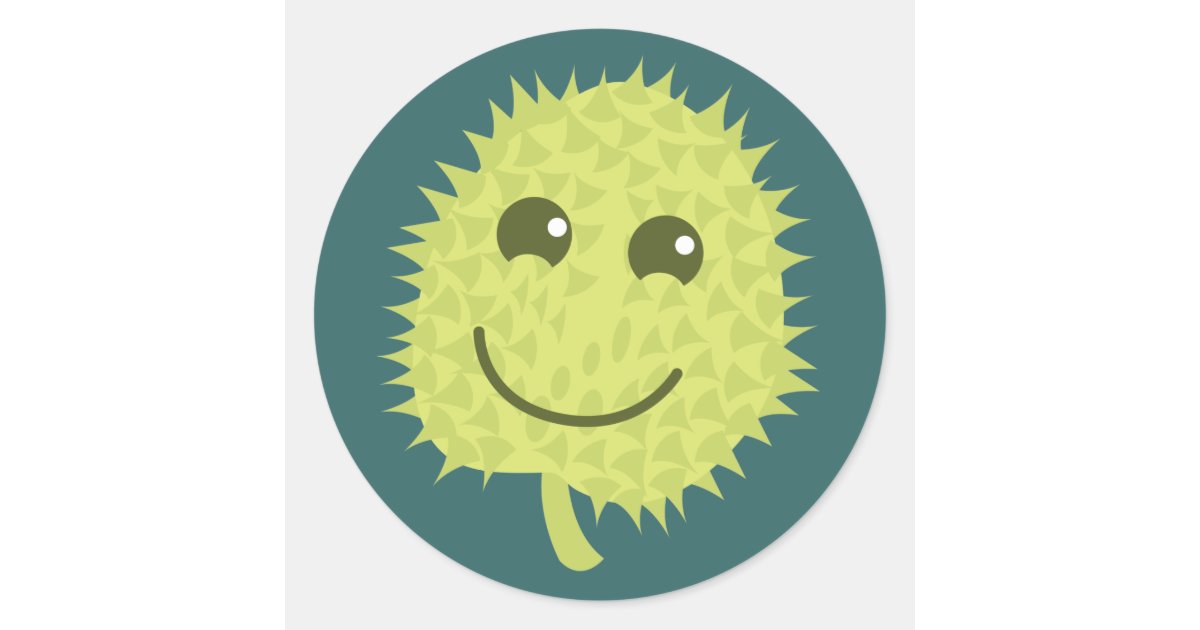 Happy Durian fruit Classic Round Sticker | Zazzle