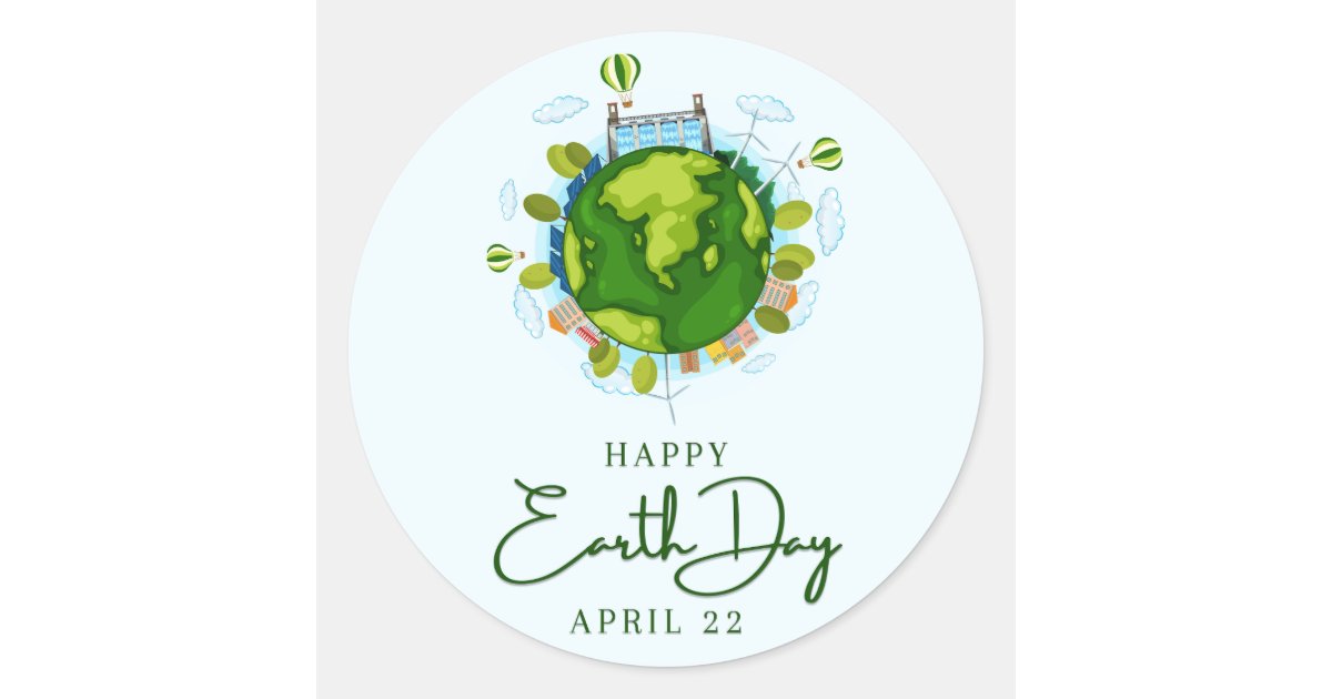 Happy Earth Day Classic Round Sticker | Zazzle