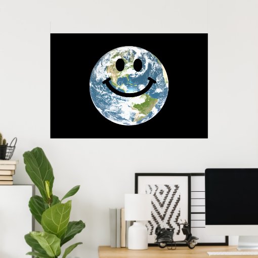 Happy Earth face Poster | Zazzle
