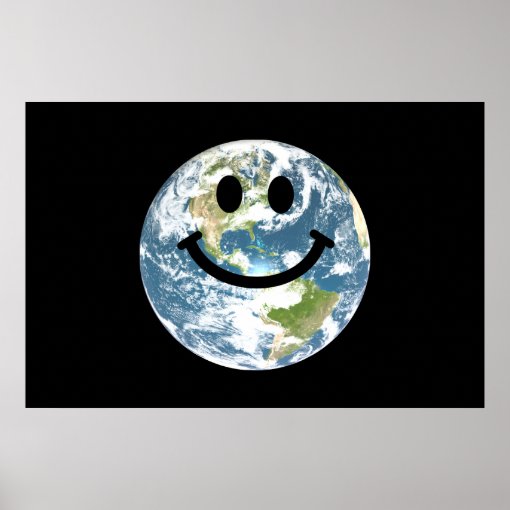 Happy Earth face Poster | Zazzle