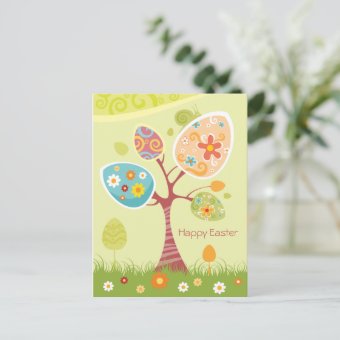 Happy Easter - Abstract Tree Holiday Postcard | Zazzle