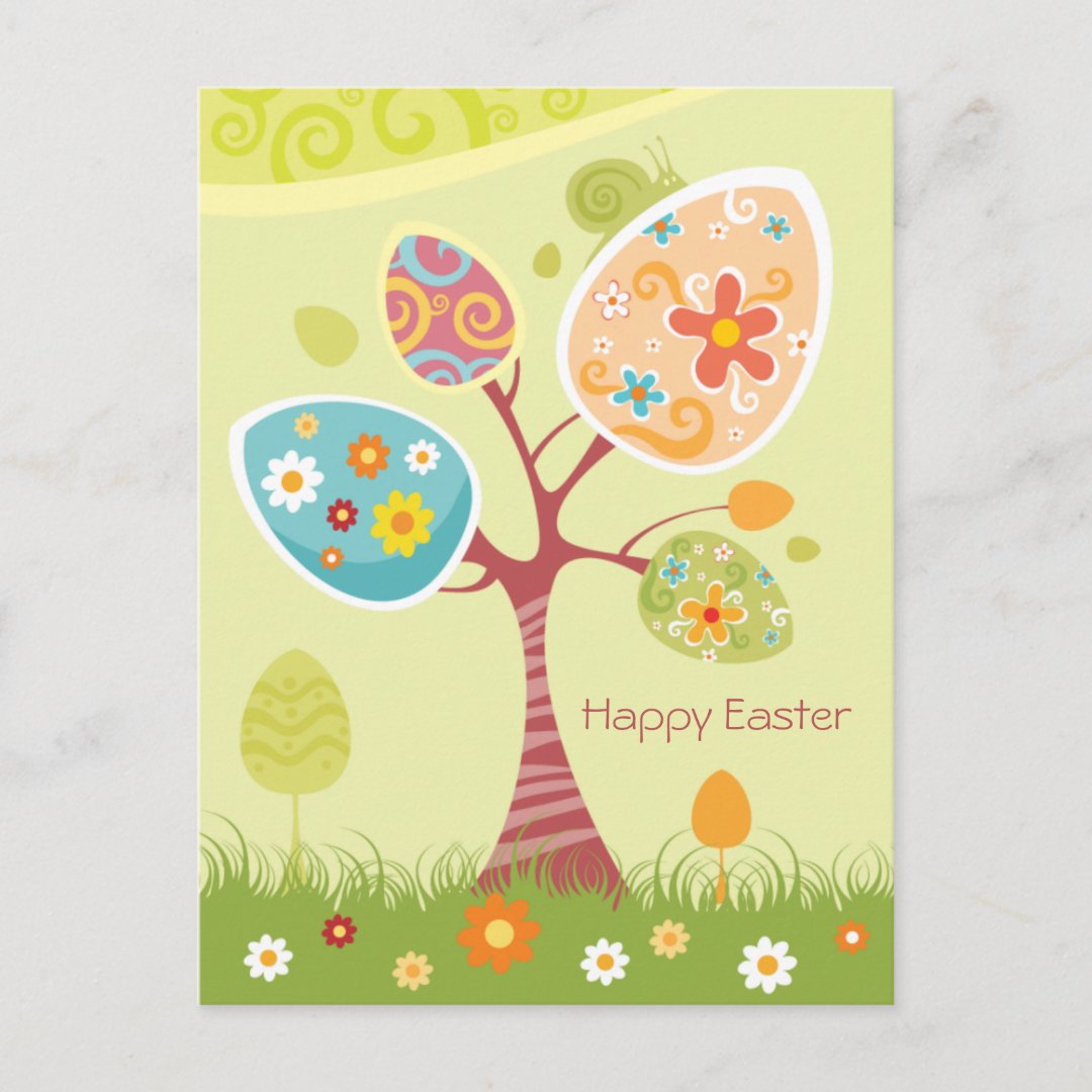 Happy Easter - Abstract Tree Holiday Postcard | Zazzle