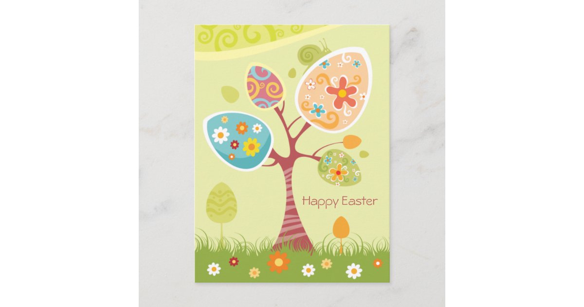 Happy Easter - Abstract Tree Holiday Postcard | Zazzle