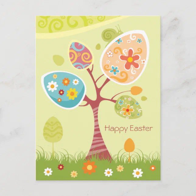 Happy Easter - Abstract Tree Holiday Postcard | Zazzle