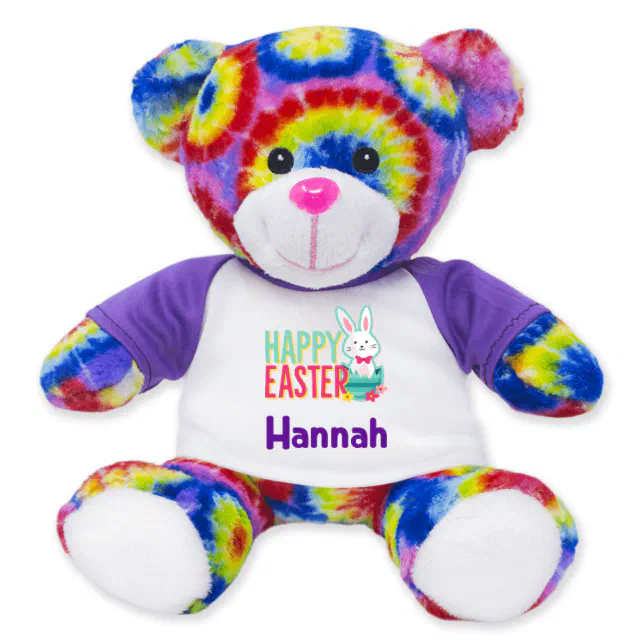 Happy Easter Adorable Colorful Tie-Dye Teddy Bear | Zazzle